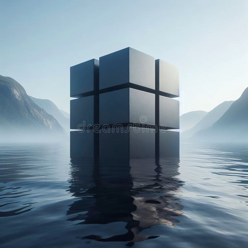 3D Illustration of a Black Sphere Floating in the Water Stock ...