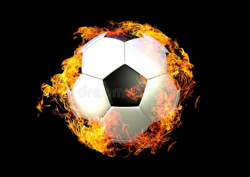3d Illustration of Black and White Soccer Ball with Fire Effect Stock ...