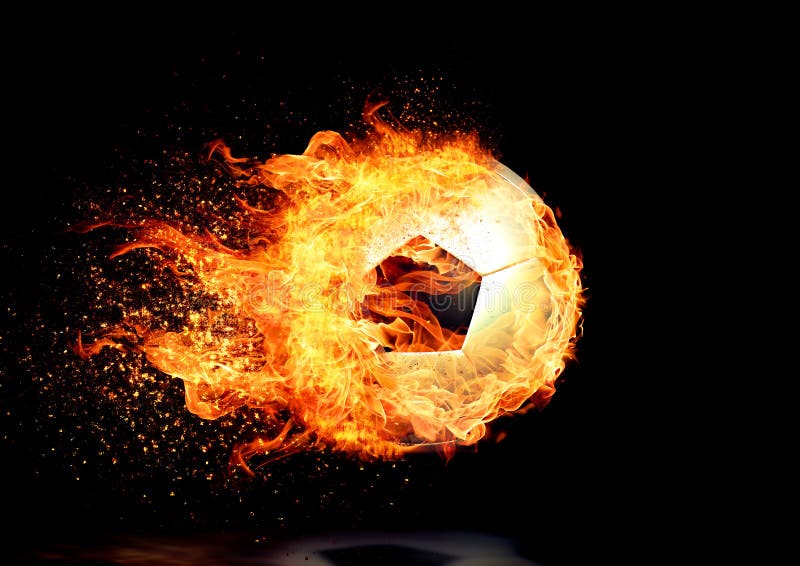 3d Illustration of Black and White Soccer Ball with Fire Effect Stock ...