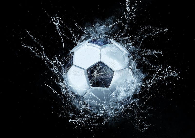 3d Illustration of Black and White Soccer Ball with Water Effect Stock ...