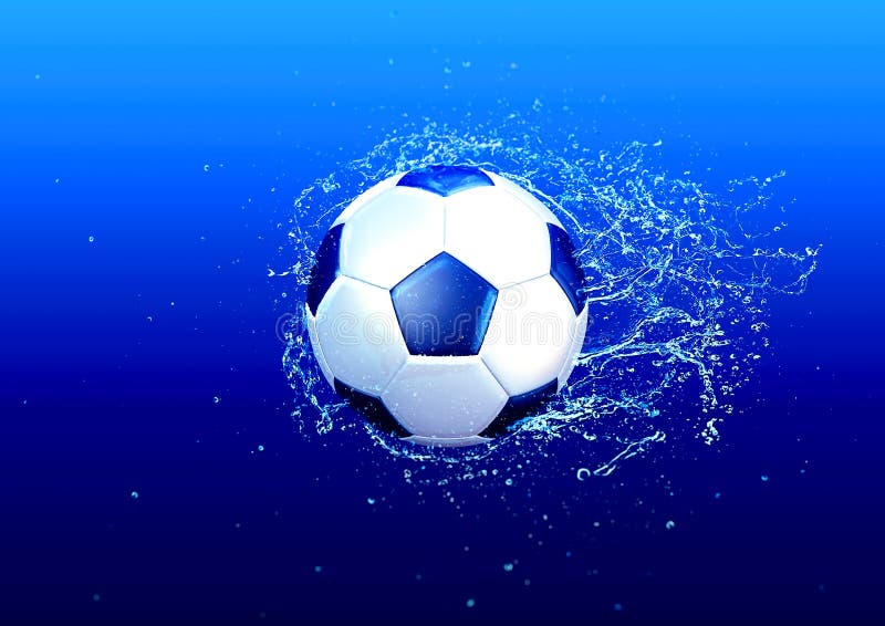 3d Illustration of Black and White Soccer Ball with Water Effect Stock ...