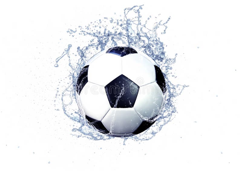 3d Illustration of Black and White Soccer Ball with Water Effect Stock ...