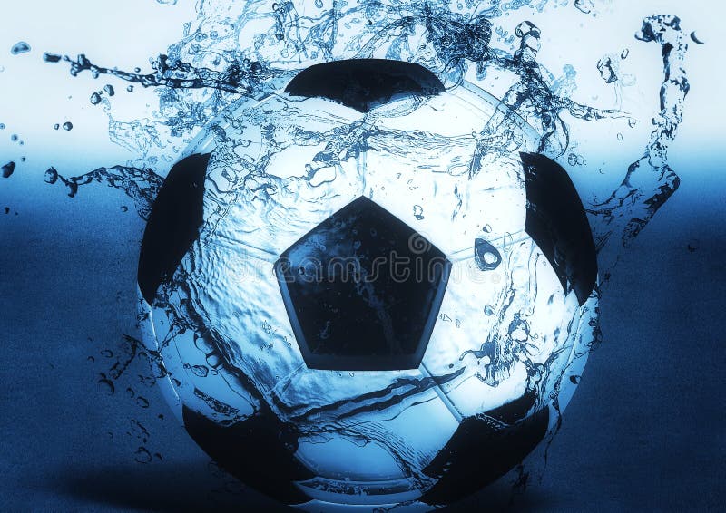 3d Illustration of Black and White Soccer Ball with Water Effect Stock ...