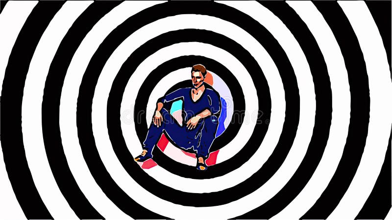 Black and White Swirl Pattern with Vertigo Falling Man, Comic Style ...