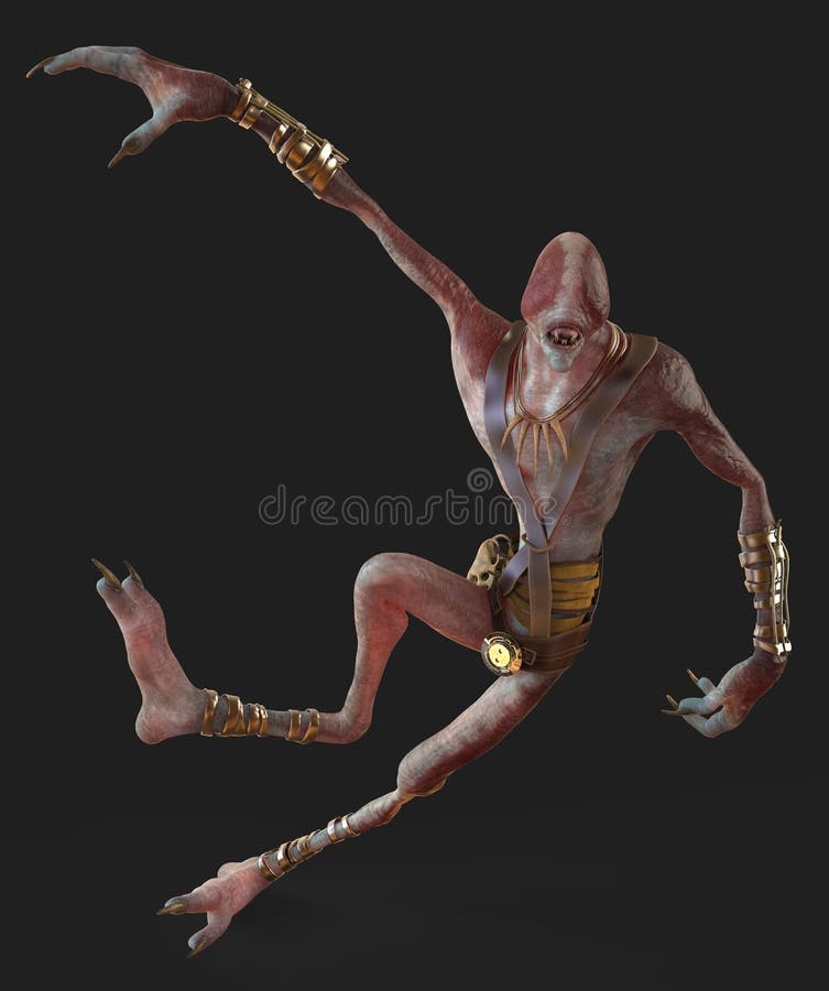 3D Illustration Blind Demon Monster Isolated on Gray Background Stock ...