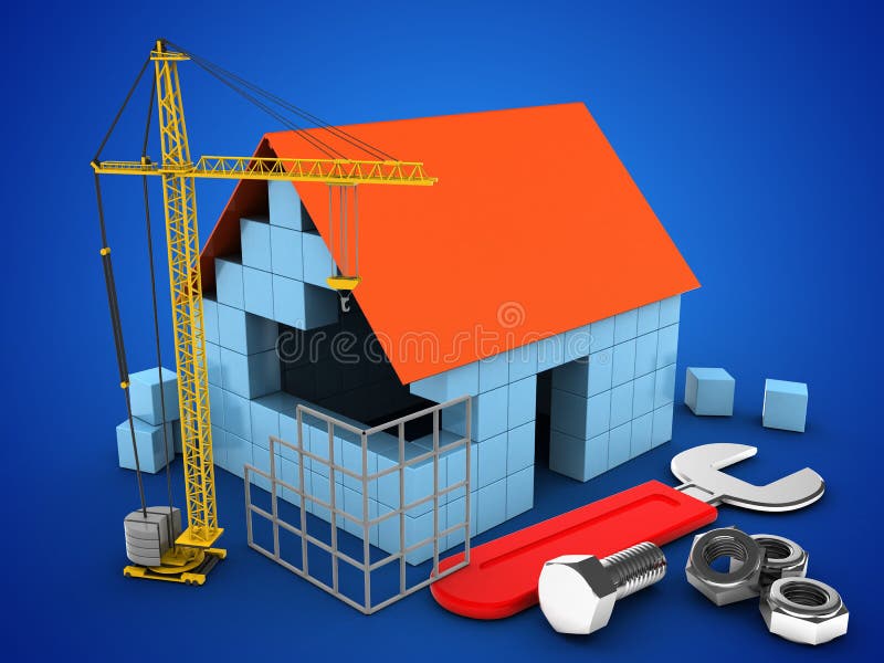3d construction site stock illustration. Illustration of house - 100203724