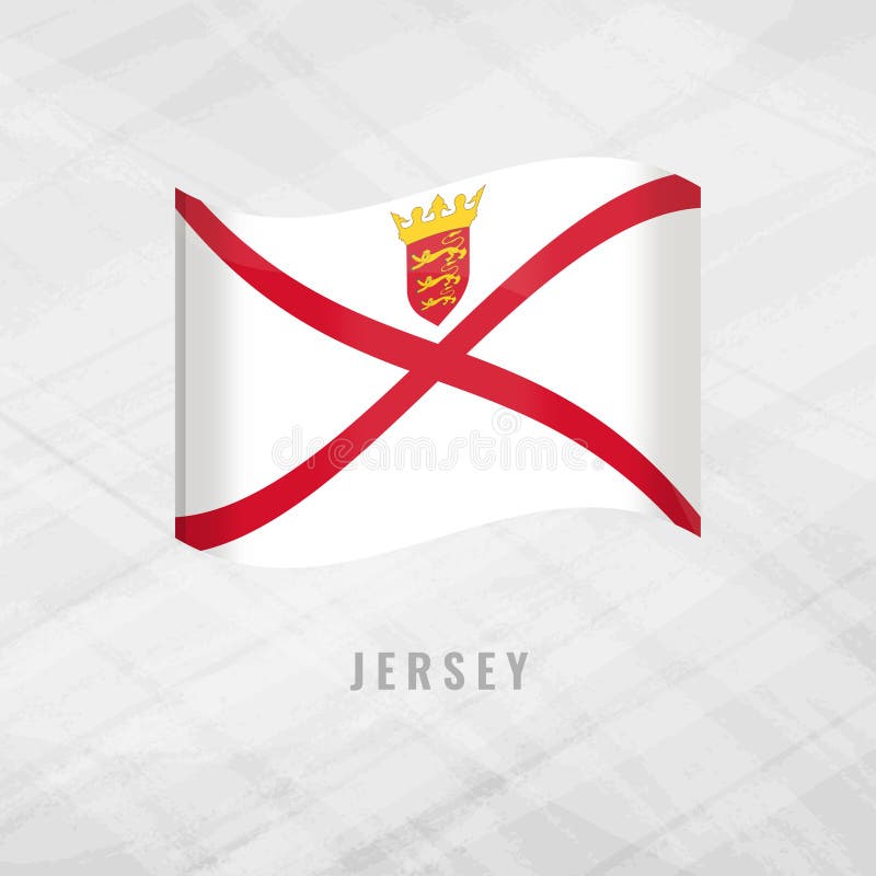 3d Illustration Blowing Flag of Jersey. Vector Flag of Jersey on Grey Background Symbol of ...