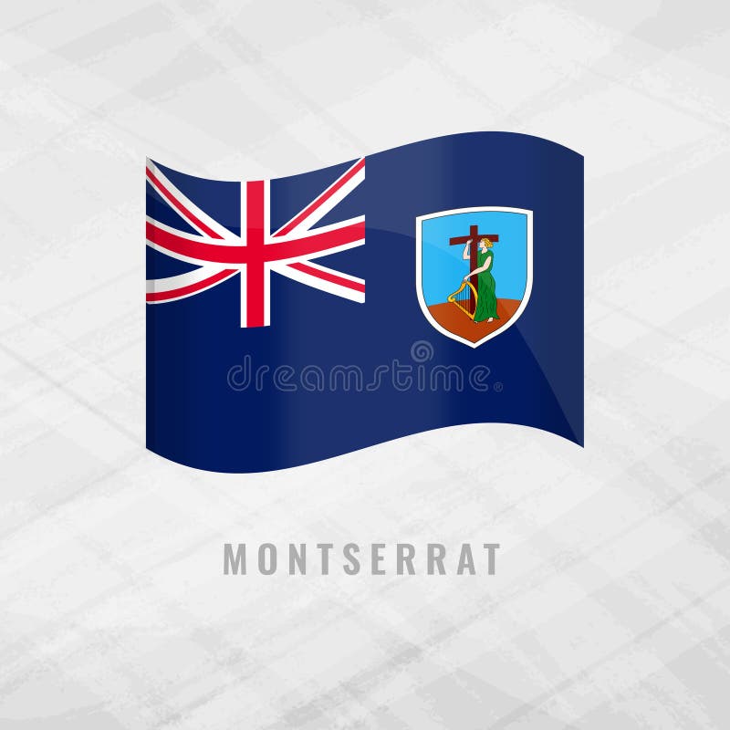 3d Illustration Blowing Flag of Montserrat. Vector Flag of Montserrat ...