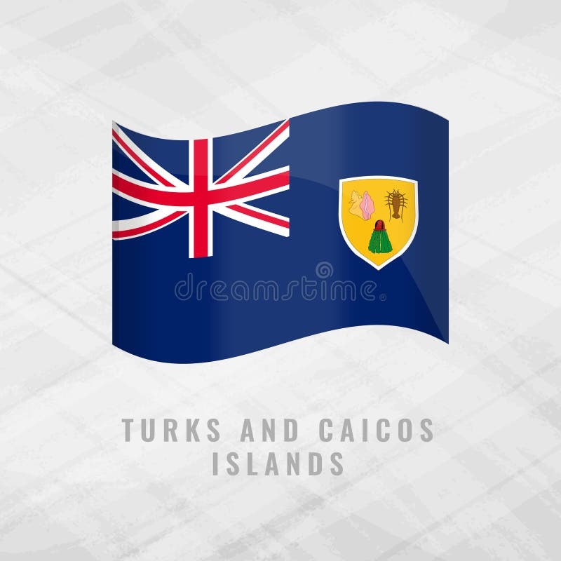 3d Illustration Blowing Flag of Turks and Caicos Islands. Vector Flag ...