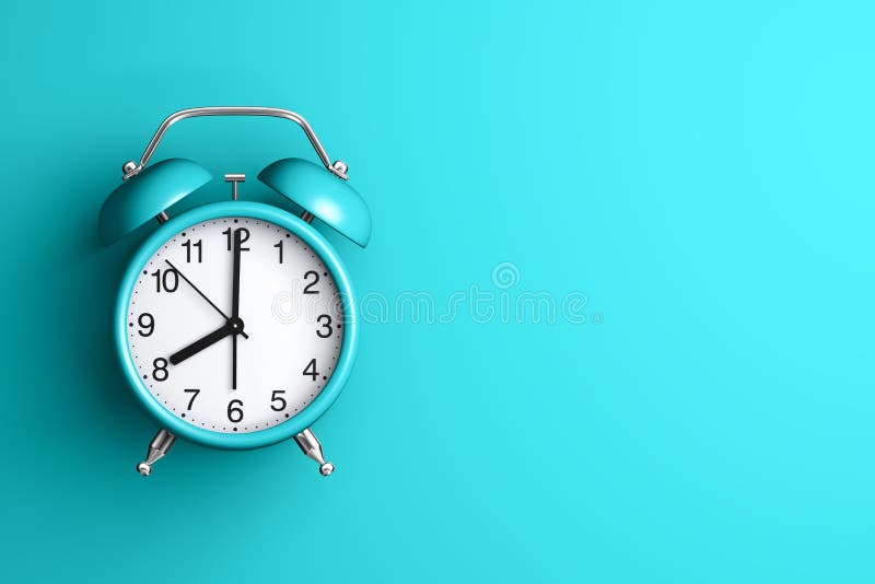3d Illustration Blue Alarm Clock Over Light Blue Background Stock ...