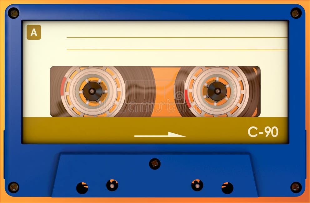 Blue and Yellow Audio Cassette with Sticker and Label Stock Image ...