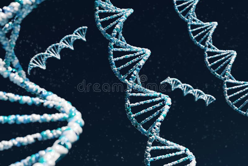 3D Illustration Blue Background,DNA Gene Helix Spiral Molecule ...