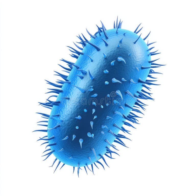 3D Render of a Blue Spiked Virus, Microscopic Pathogen Stock ...