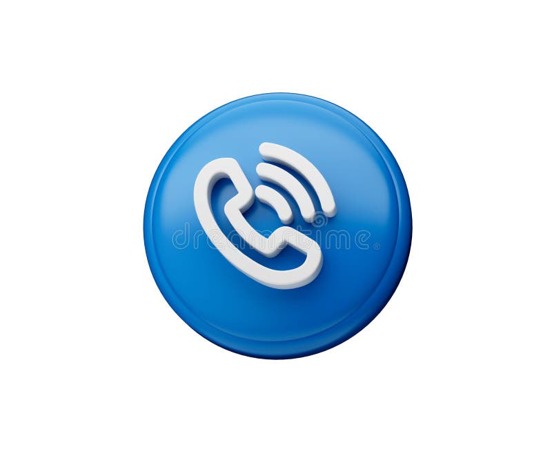 3D Illustration of a Blue Call Button Isolated on a White Background ...
