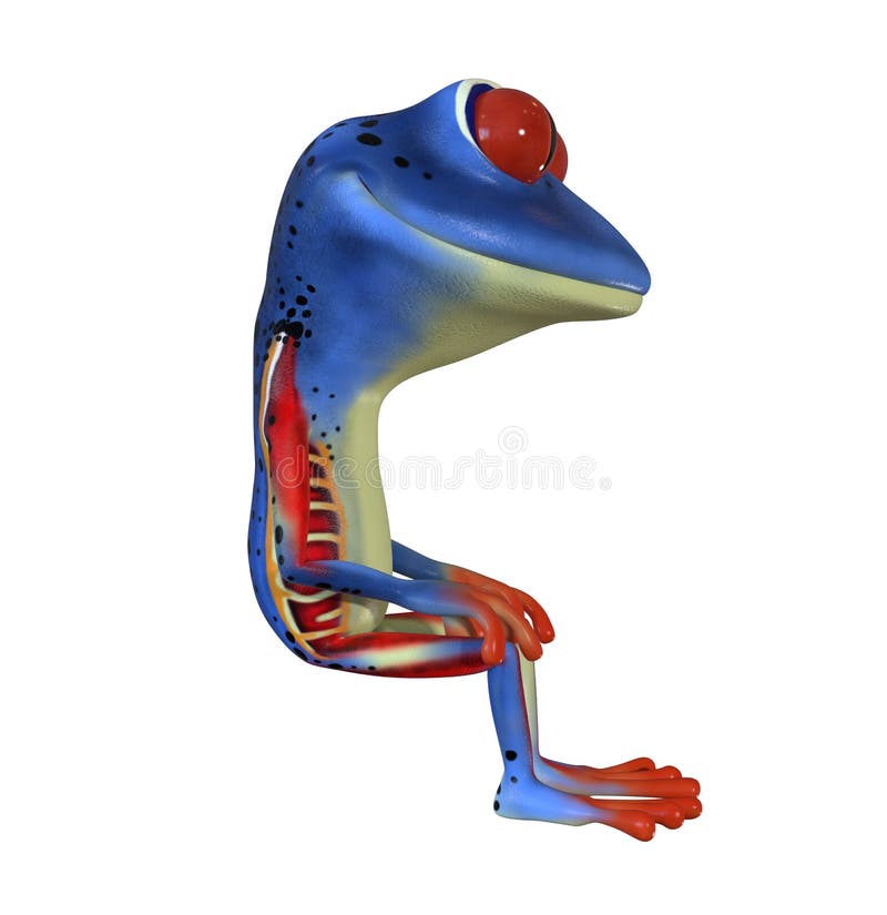 3d Illustration of a Blue Cartoon Frog in a Sitting Position. Stock ...