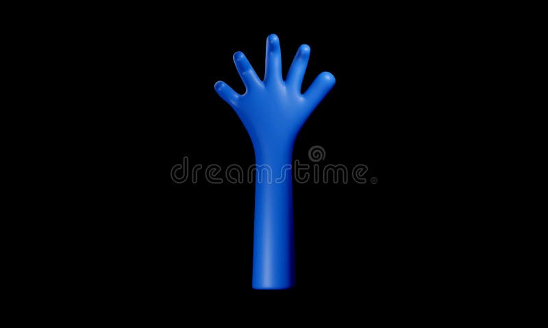 Blue Cartoon Hand Isolated Black Background Stock Illustration ...