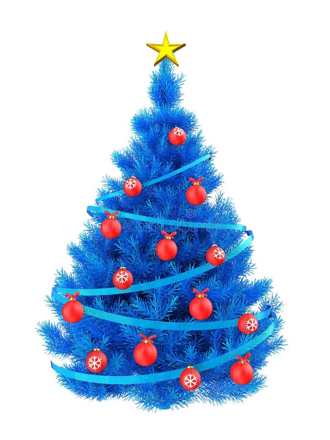 3d blue Christmas tree stock illustration. Illustration of ribbon ...