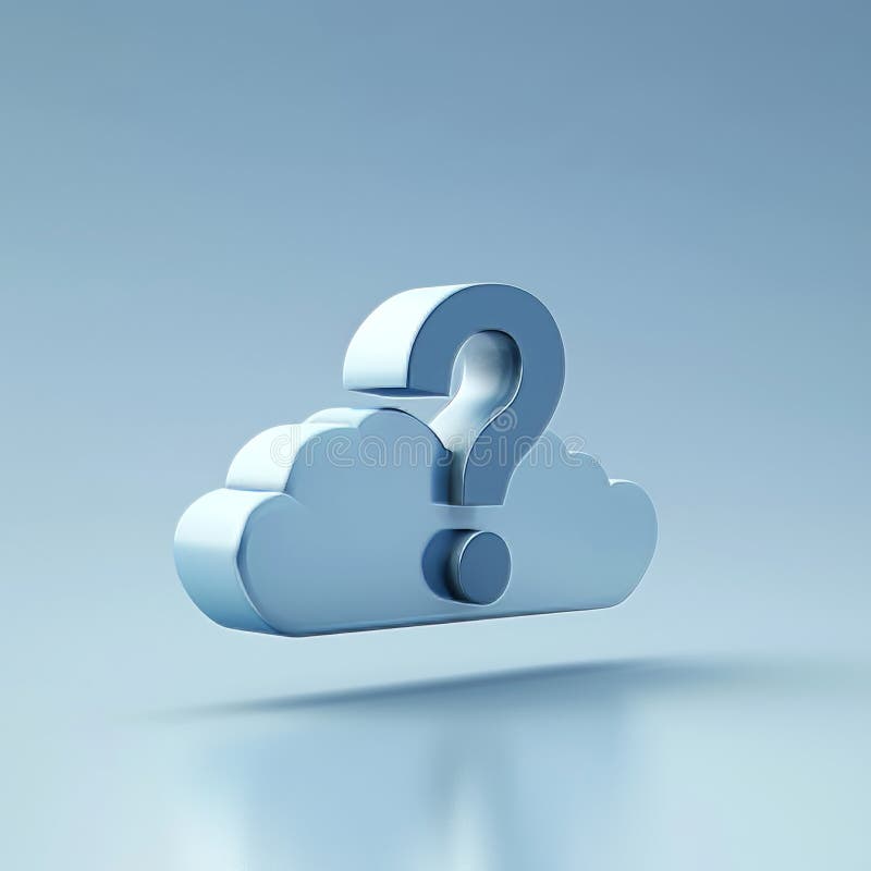 3D Illustration of a Blue Cloud Icon with a Question Mark Symbol ...