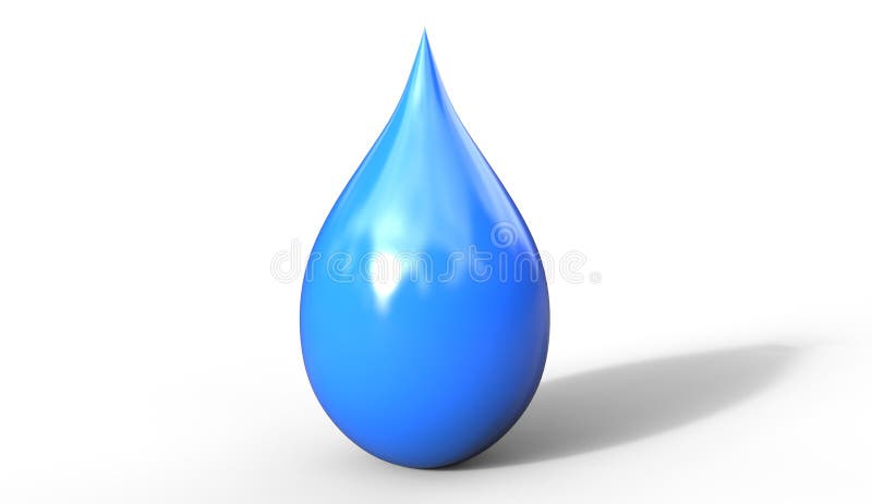 Blue Water Drop 3D Rendering on a White Background Stock Illustration ...