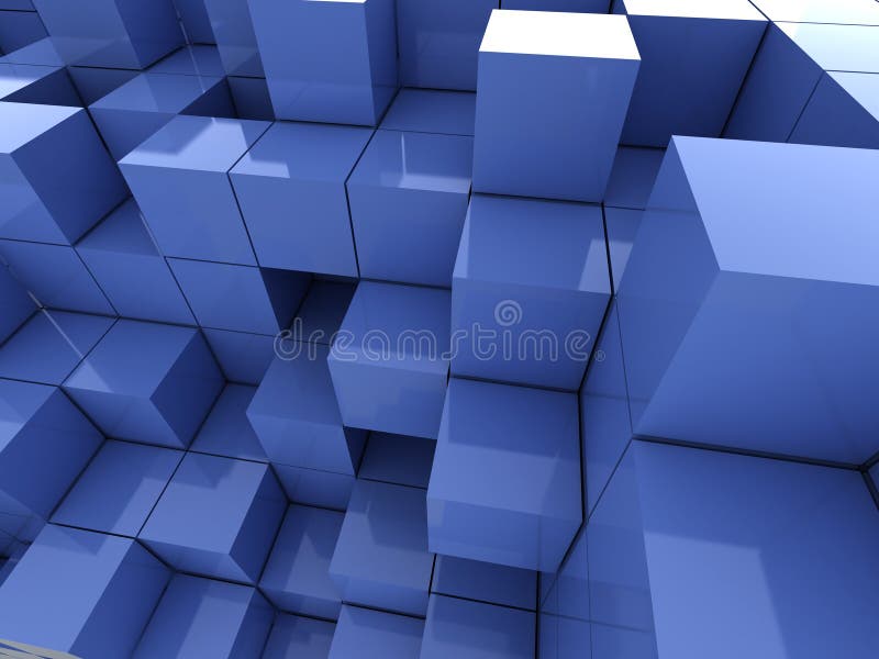 3d Illustration of Blue Cubes Stock Illustration - Illustration of ...