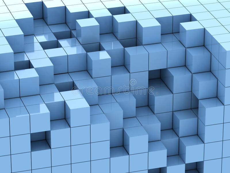 3d Illustration of Blue Cubes Stock Illustration - Illustration of ...