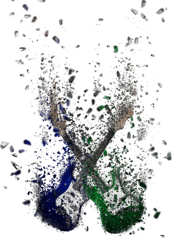 3d Illustration of Exploding Blue Electric Guitar Stock Illustration ...