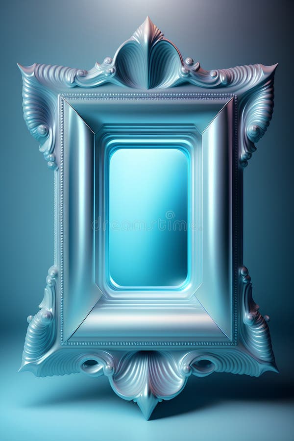 3D Illustration of a Blue Frame on a Blue Background. 3D Rendering ...