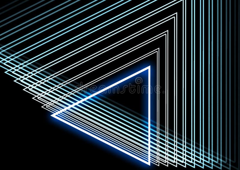 3d Illustration of Blue Gradient Neon Triangles on Black Background ...