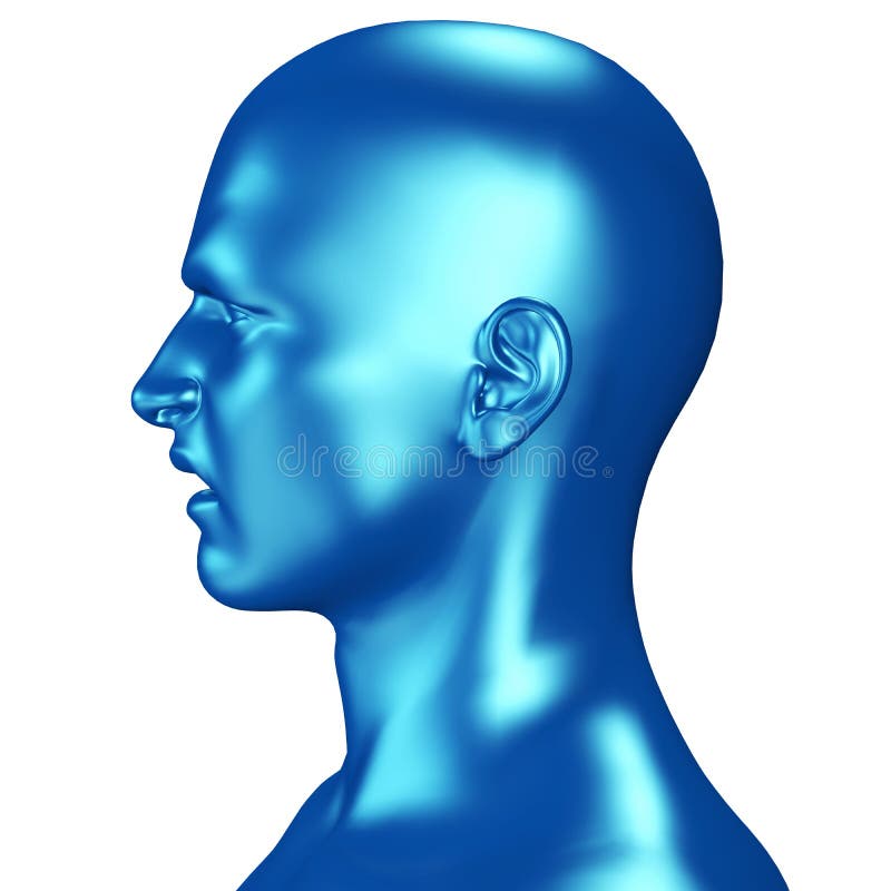 3d Illustration of a Blue Male Head Irritated Stock Illustration ...