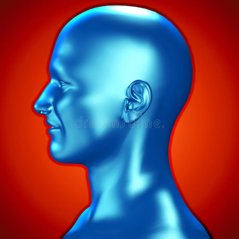 3d Illustration of a Blue Male Smiling Head Pleased Stock Illustration ...