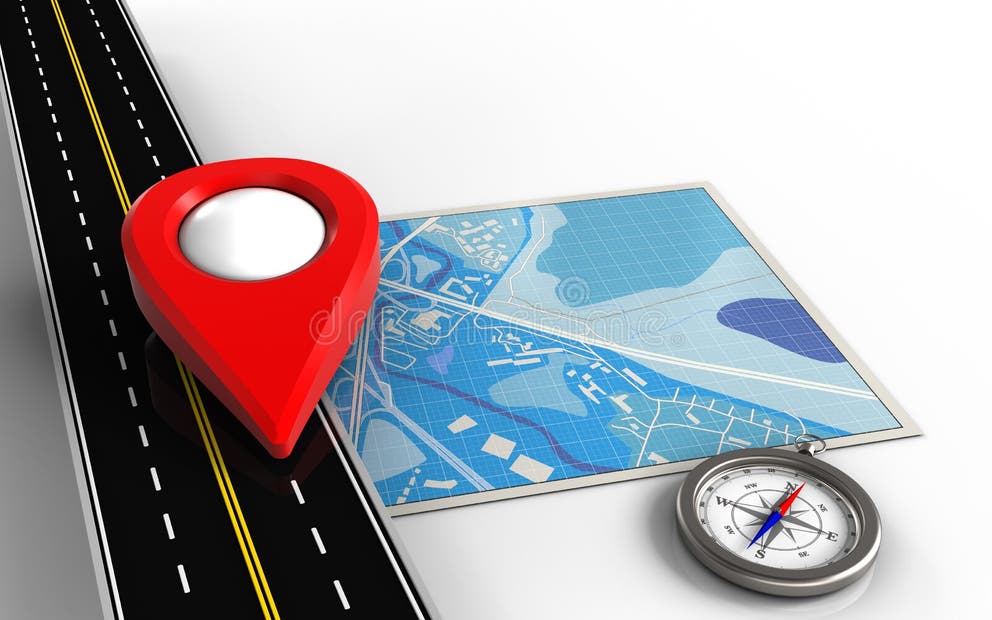 3d blue map stock illustration. Illustration of street - 102209753