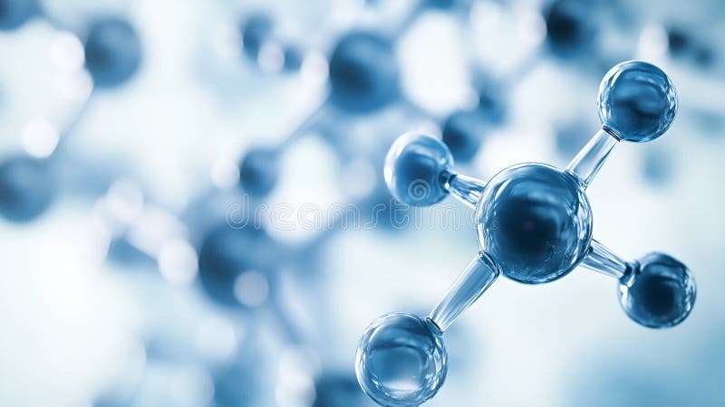 Blue Molecular Structure of Atom - 3D Model of Chemistry, Biochemistry ...