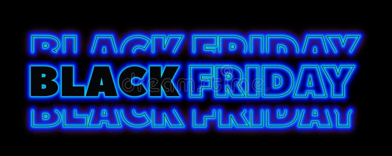 3d Illustration,blue Neon Black Friday Promotion Banner on Black ...