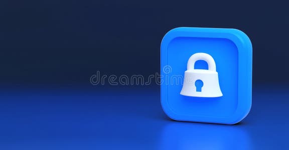 3D Illustration of Blue Notification Button Icon or Email Attention Sms ...