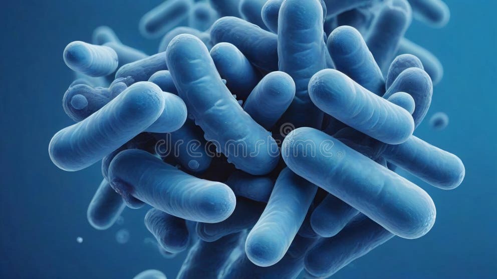 3D Illustration of Blue Rod-Shaped Bacteria Stock Illustration ...