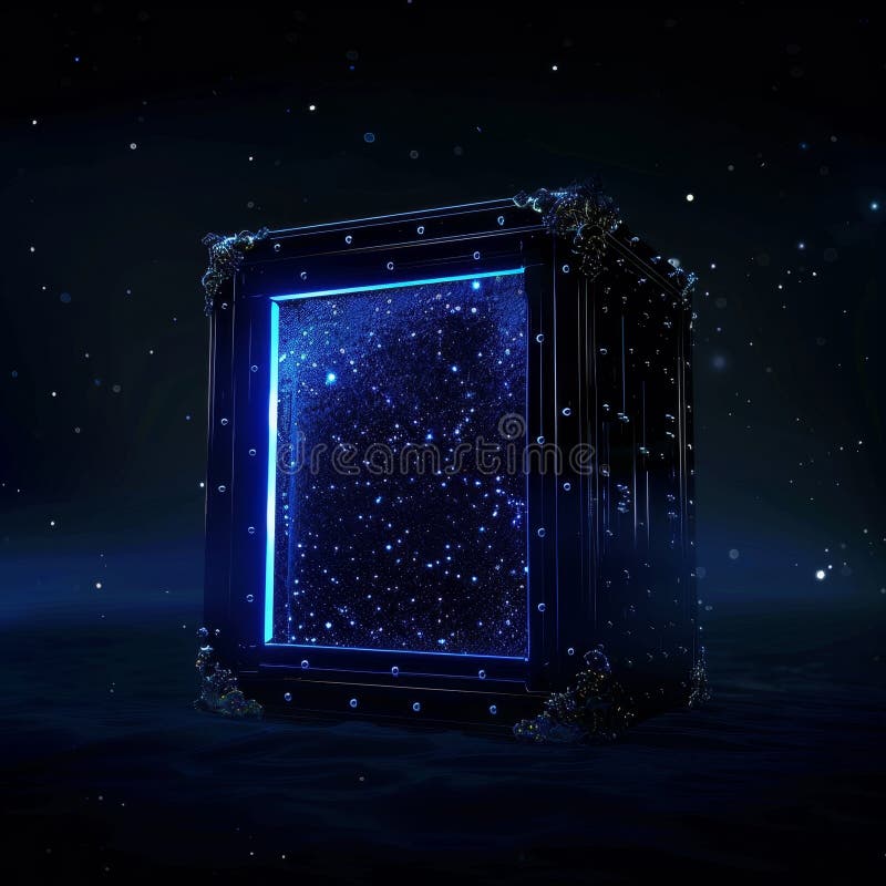 3d Illustration of a Blue Safe on a Dark Background with Stars. Stock ...