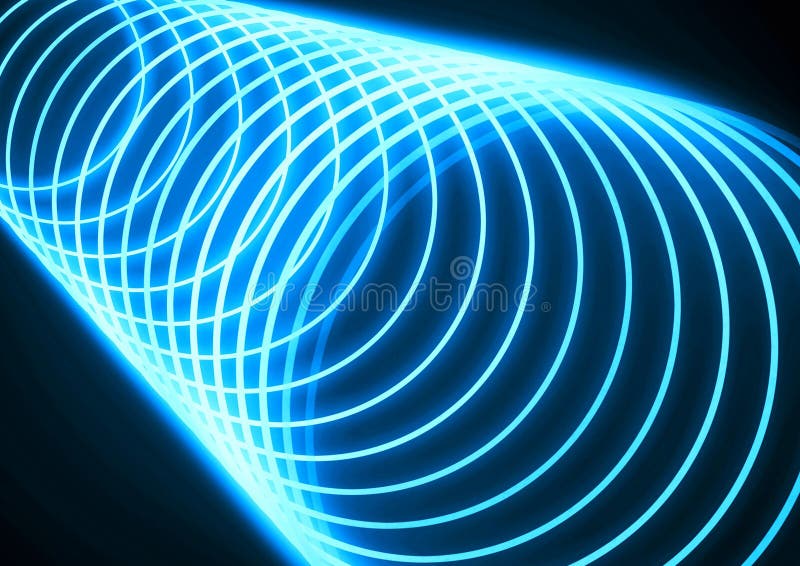 3d Illustration of Blue Spiral Neon Light Lines Stock Illustration ...