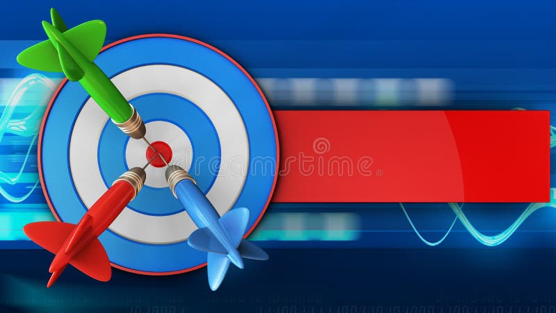 3d Blue Target with Three Darts Stock Illustration - Illustration of ...
