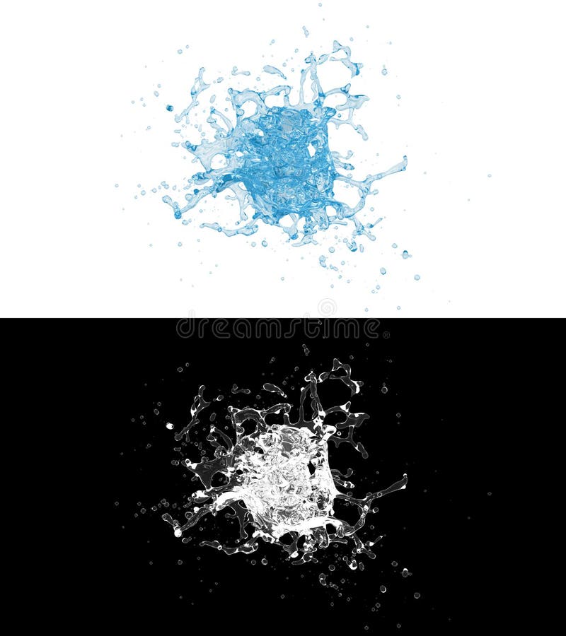 3D Illustration of a Blue Water Splash with Alpha Layer Stock ...