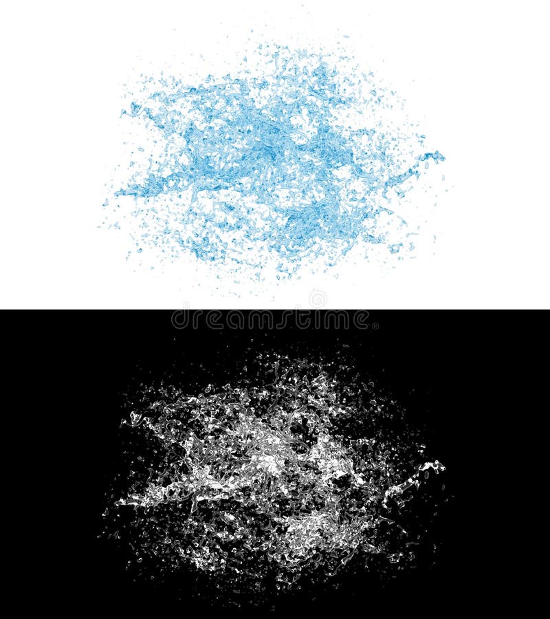 3D Illustration of a Blue Water Splash with Alpha Layer Stock ...