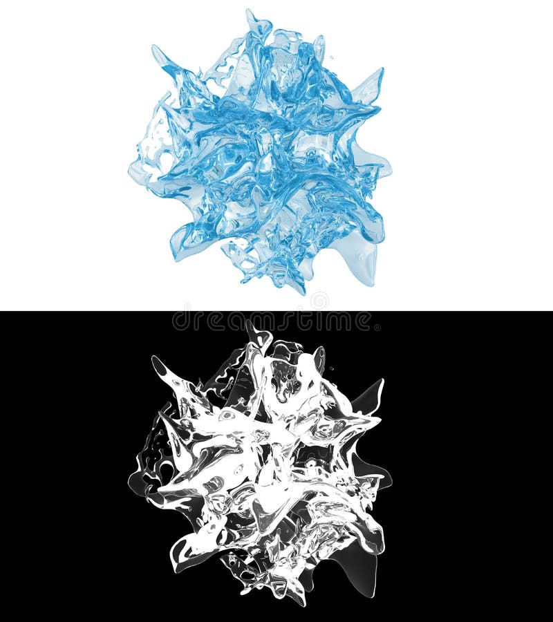 3D Illustration of a Blue Water Splash with Alpha Layer Stock ...