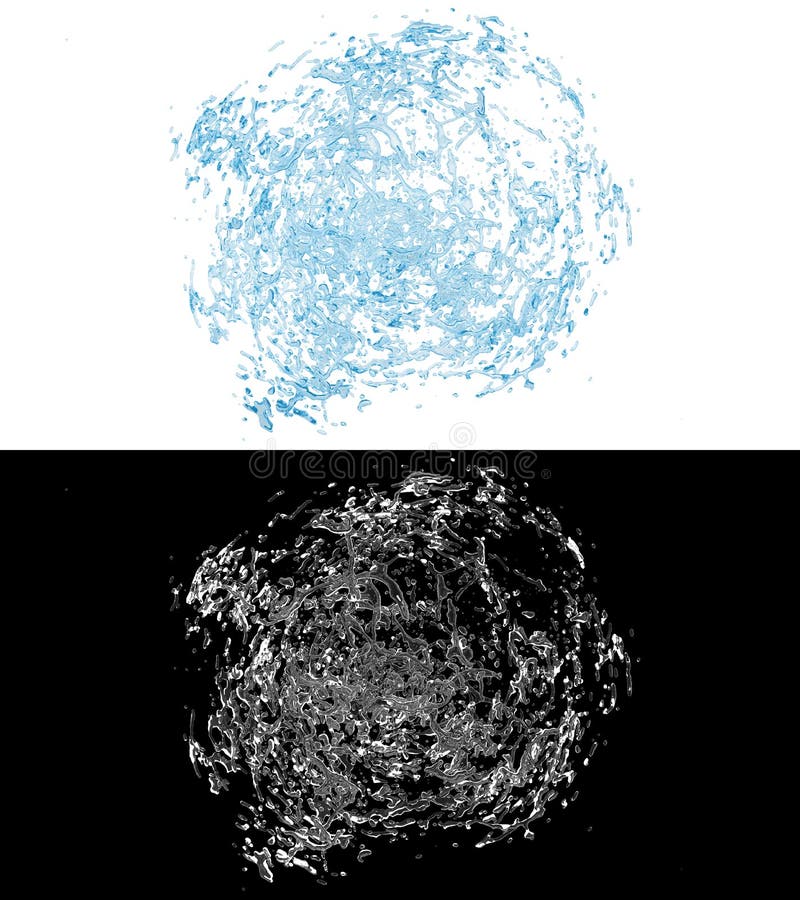 3D Illustration of a Blue Water Splash with Alpha Layer Stock ...