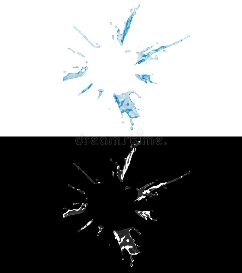 3D Illustration of a Blue Water Splash with Alpha Layer Stock ...