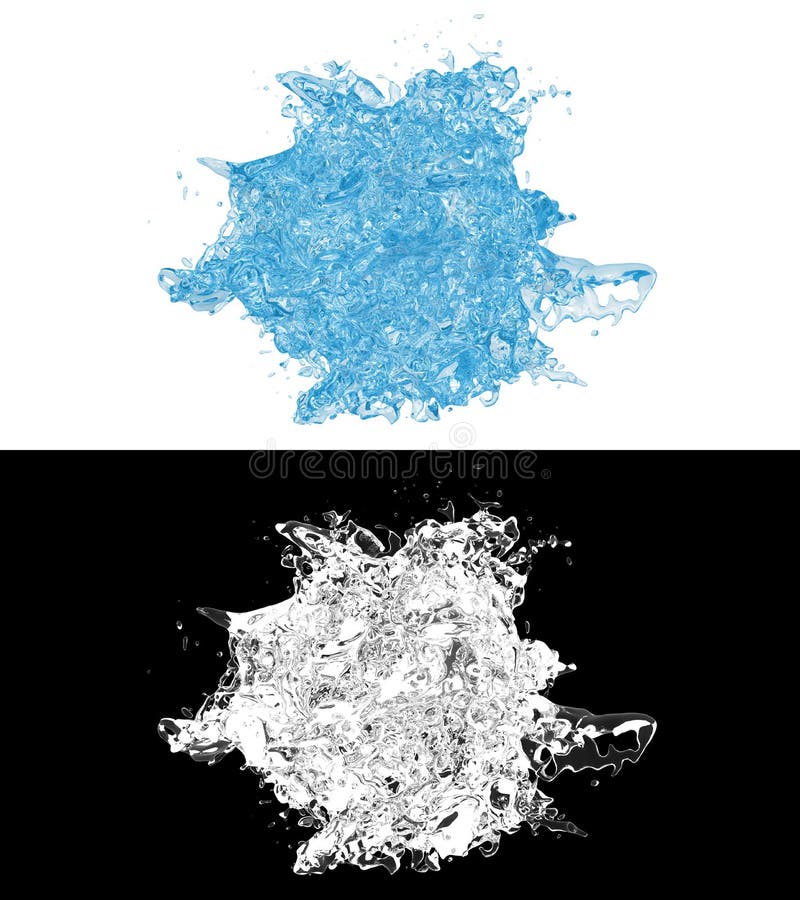 3D Illustration of a Blue Water Splash with Alpha Layer Stock ...