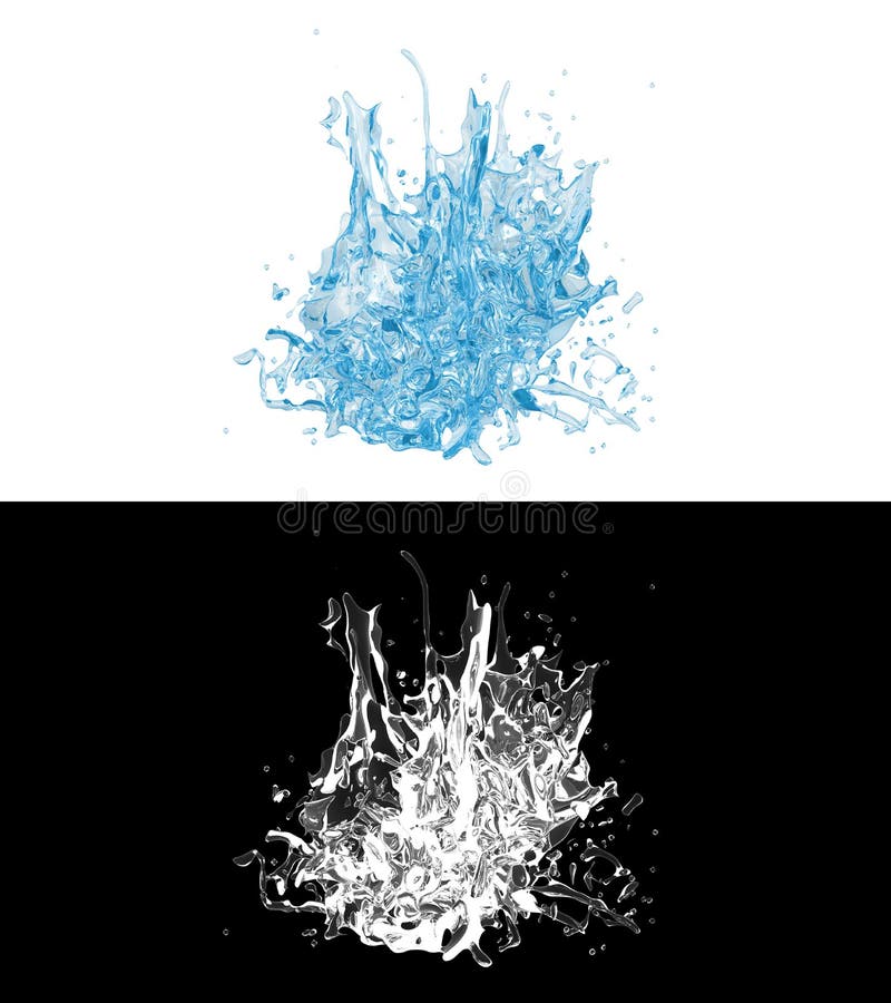 3D Illustration of a Blue Water Splash with Alpha Layer Stock ...