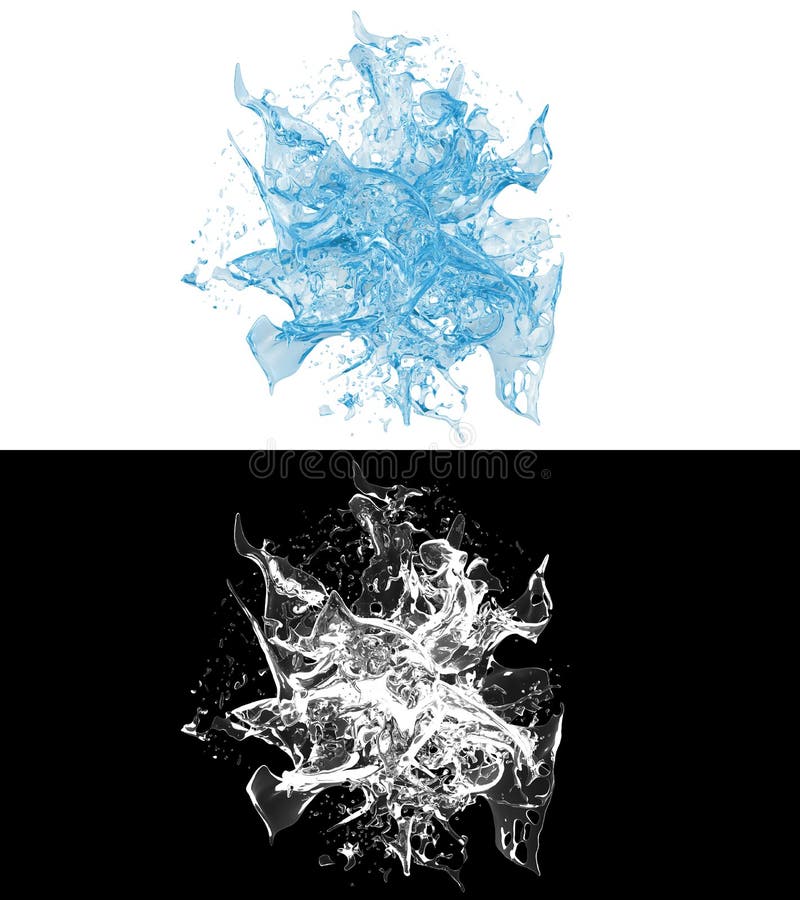 3D Illustration of a Blue Water Splash with Alpha Layer Stock ...