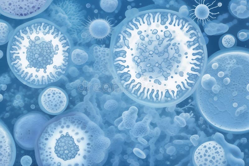 Microorganisms, Viruses, Bacteria and Cells Under a Microscope Stock ...