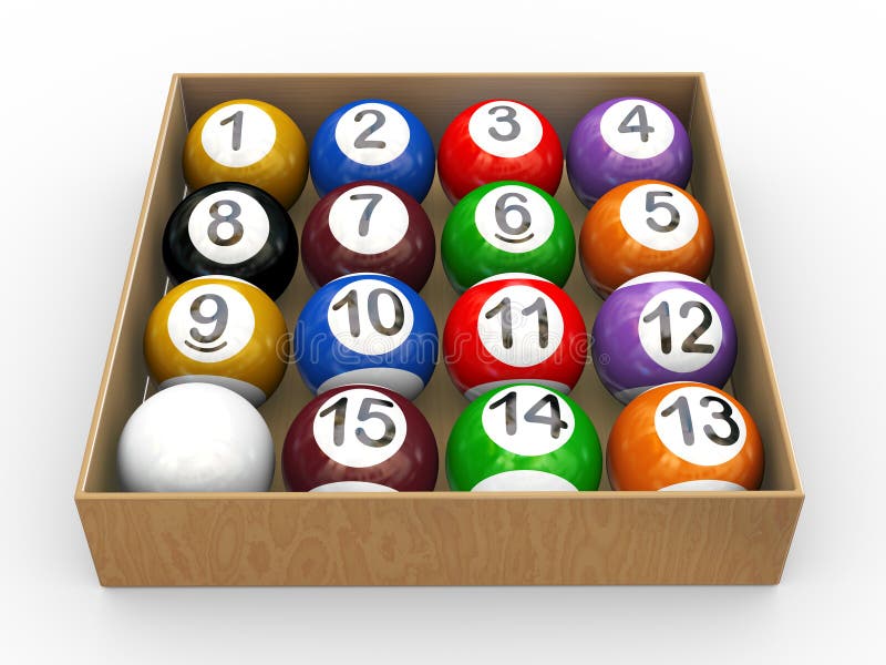 3d Box of Billiard Pool Balls Stock Illustration - Illustration of ...