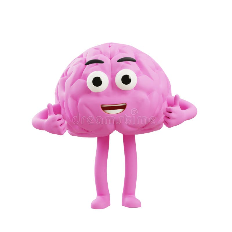 3D Illustration of Brain Character with Confused Expression Stock Image ...