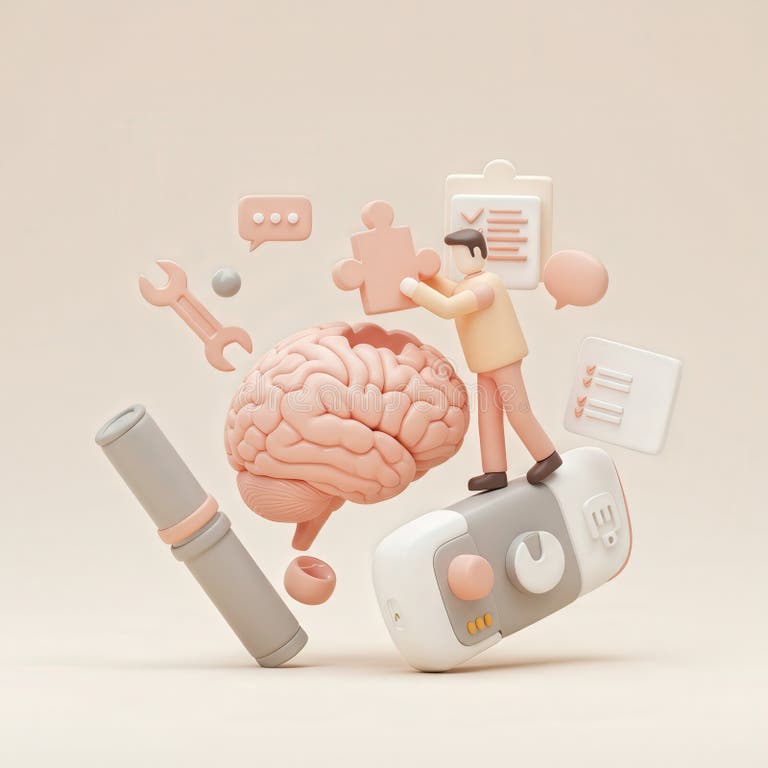 3D Illustration of Brainstorming and Problem Solving with Tools and ...